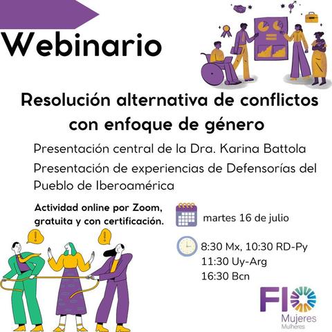 Resolución alternativa de conflictos con enfoque de género. Webinar de ...